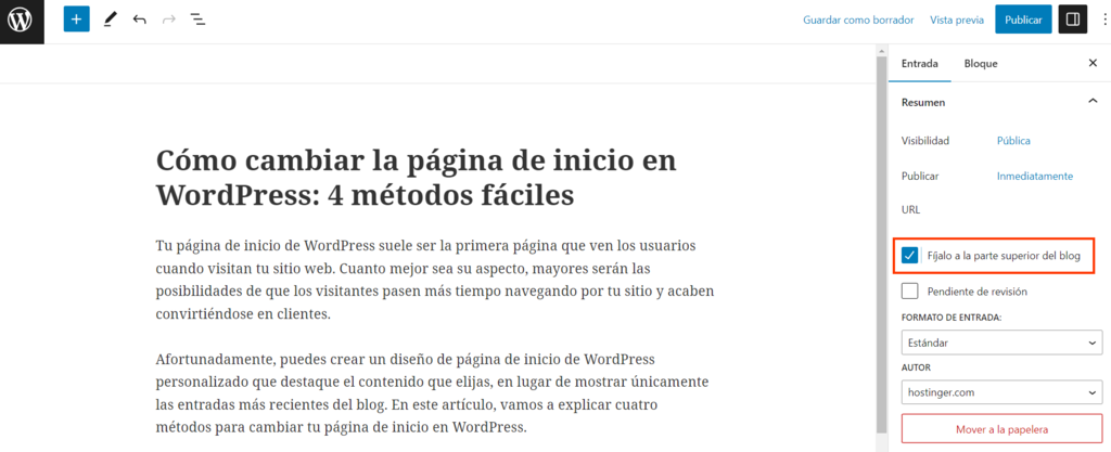 Cómo cambiar la página de inicio en WordPress: 4 métodos fáciles
