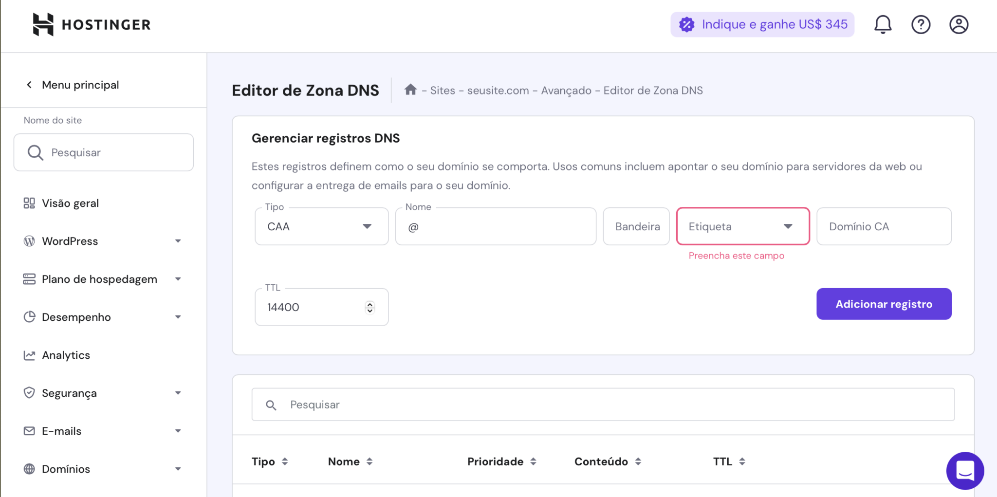 Como usar o editor de zona DNS da Hostinger: guia completo