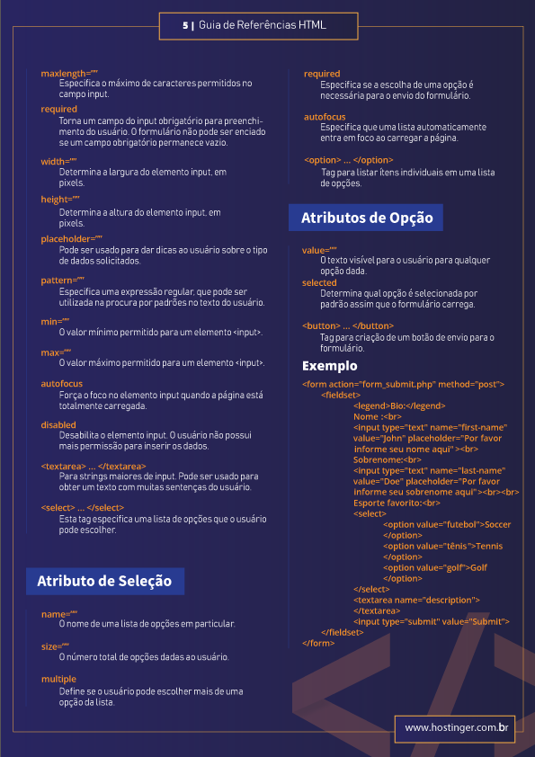 Guia de Referências HTML - Códigos HTML Prontos para Usar