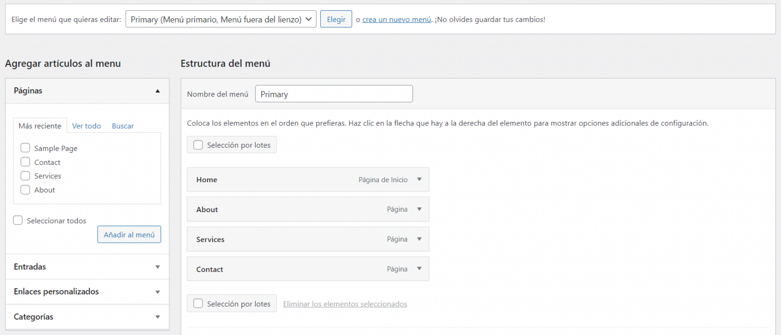Crear un menú personalizado con la función wp_nav_menu