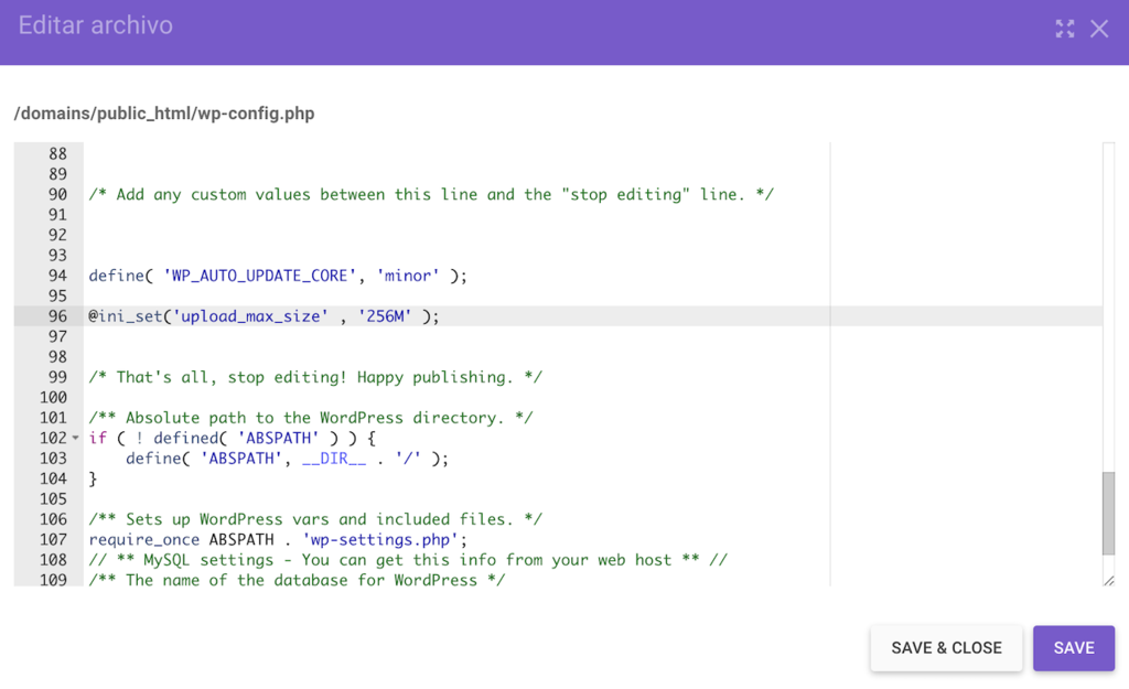 Cómo solucionar el error upload_max_filesize en WordPress