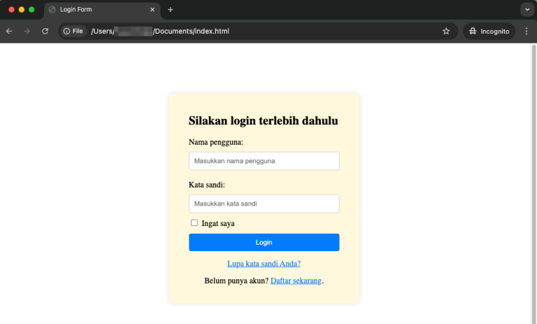 Cara Membuat Halaman Login Website dengan HTML + CSS