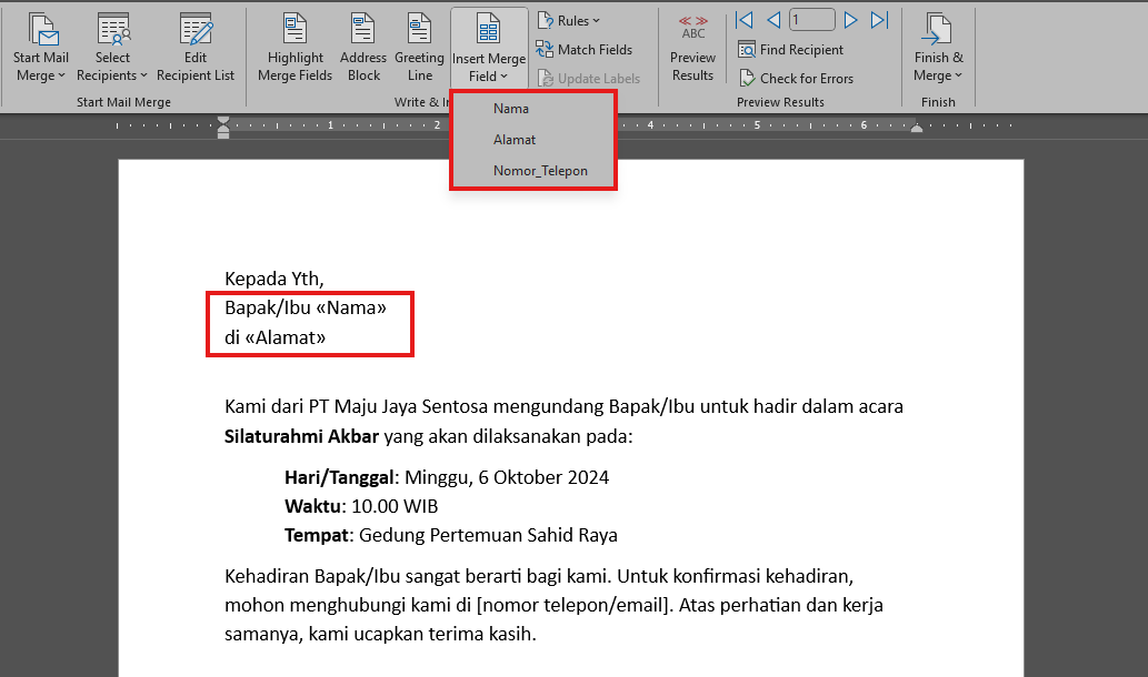 Cara Membuat Mail Merge di Word, Excel, dan Google Docs