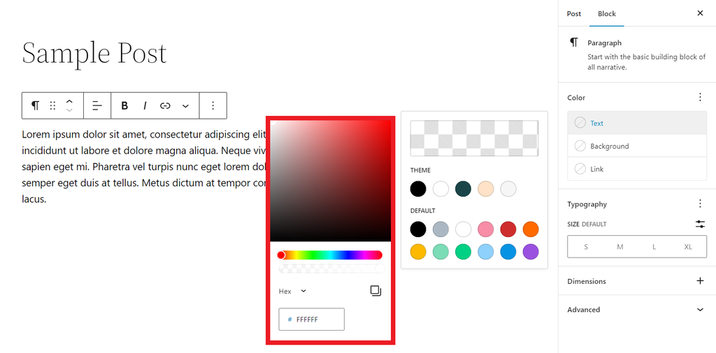 wordpress background color