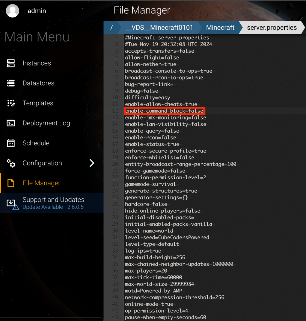 How to enable command blocks on a Minecraft server