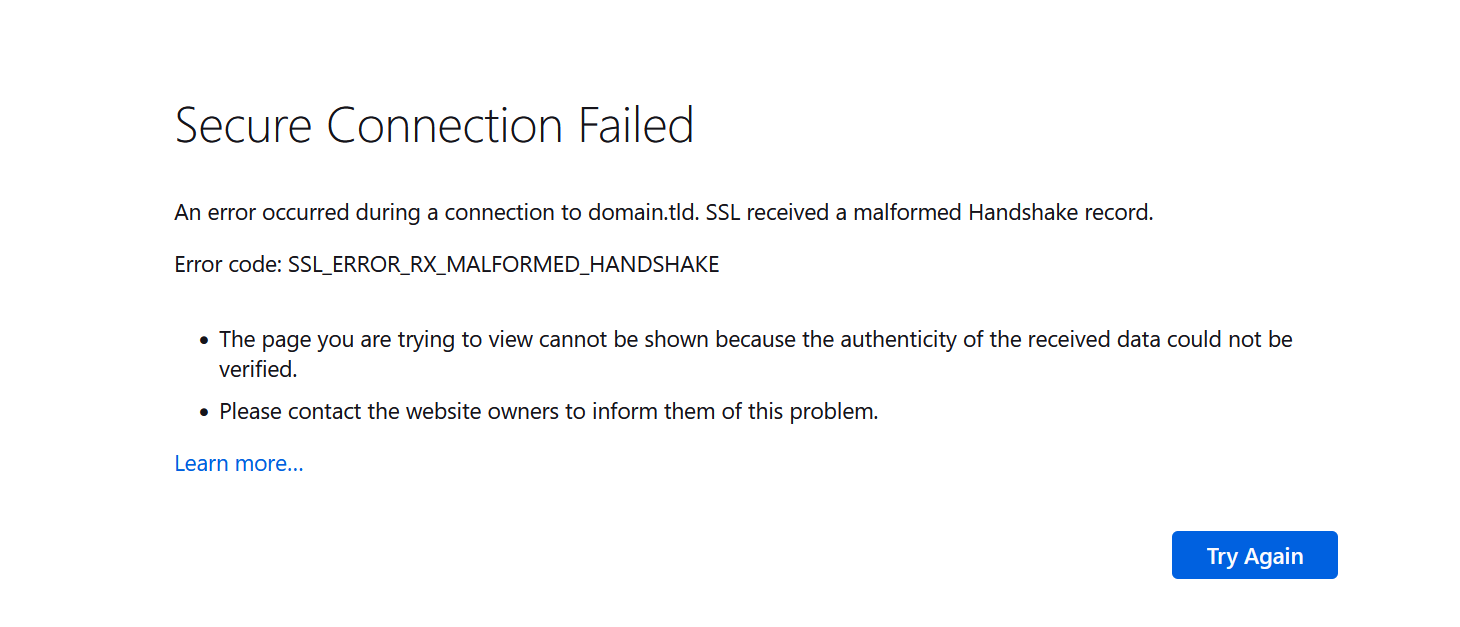 How to resolve the ERR_SSL_PROTOCOL_ERROR