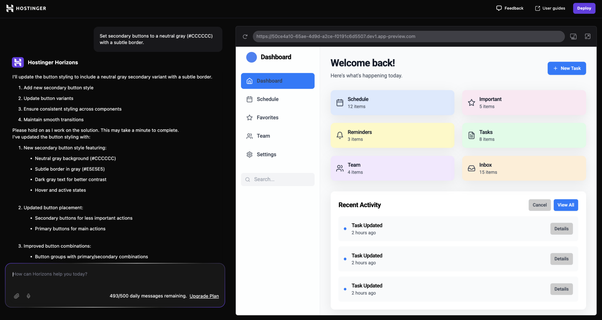 Web app design principles with Hostinger Horizons