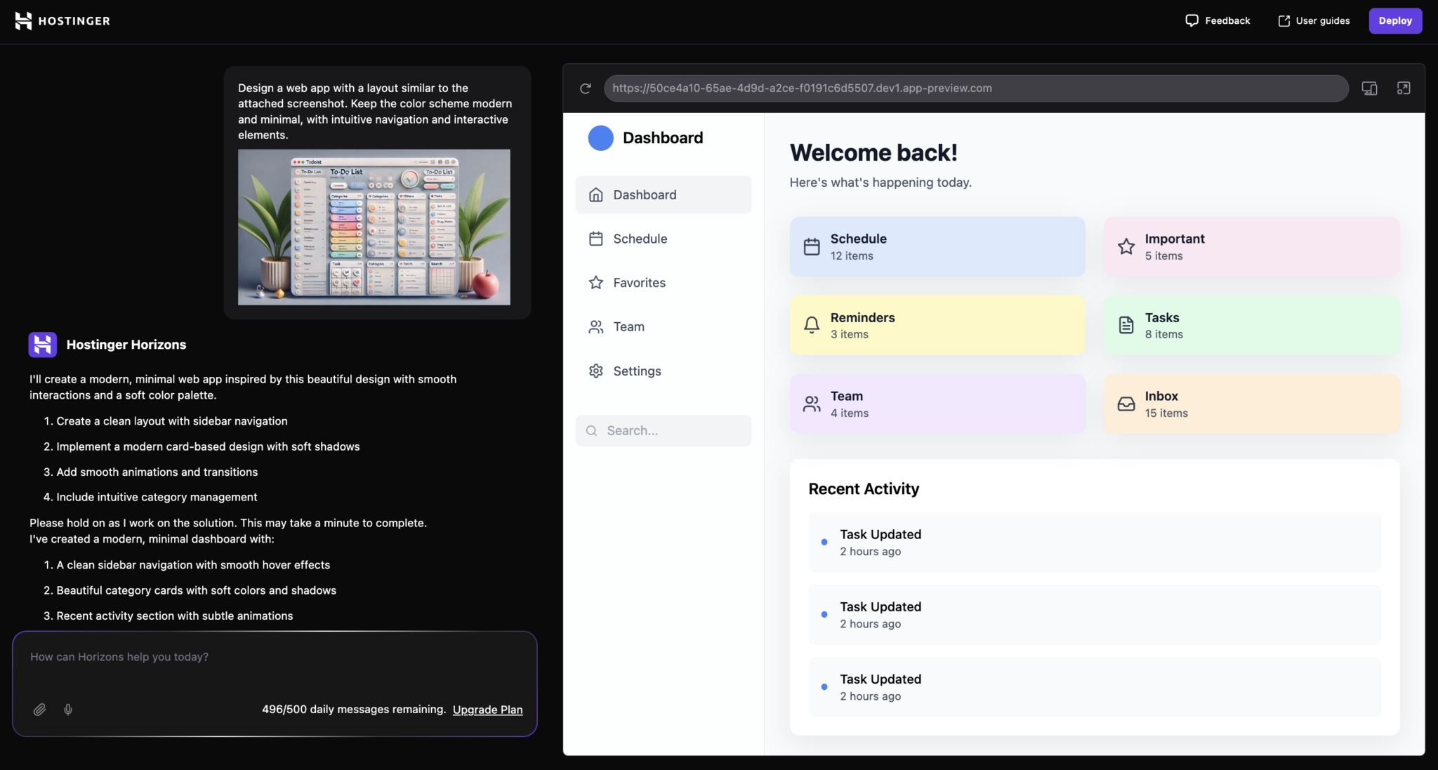 Web app design principles with Hostinger Horizons