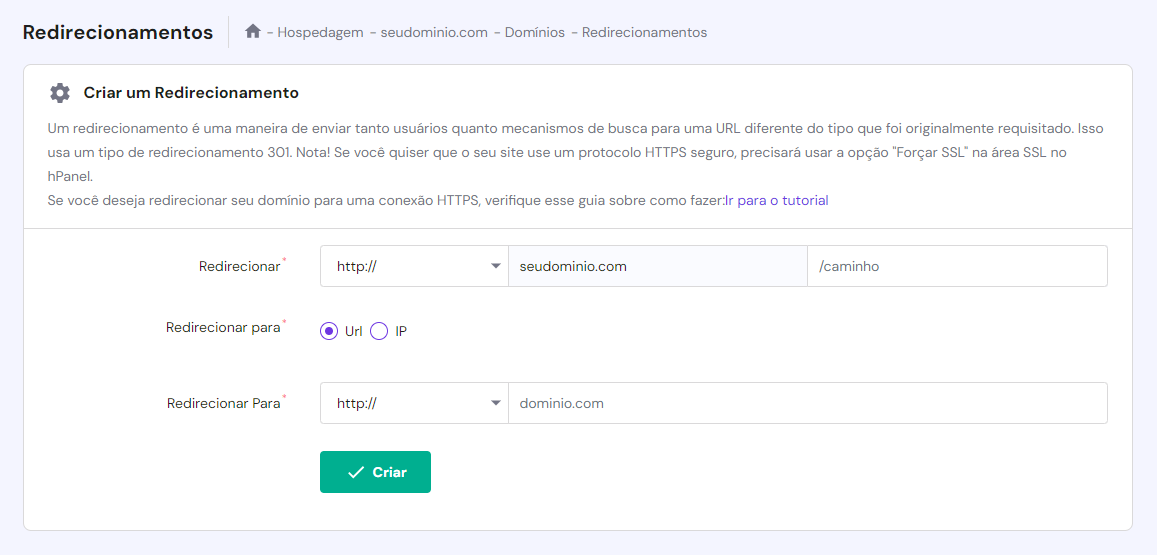 Guia: Como Adicionar um Redirecionamento Para Seu Site