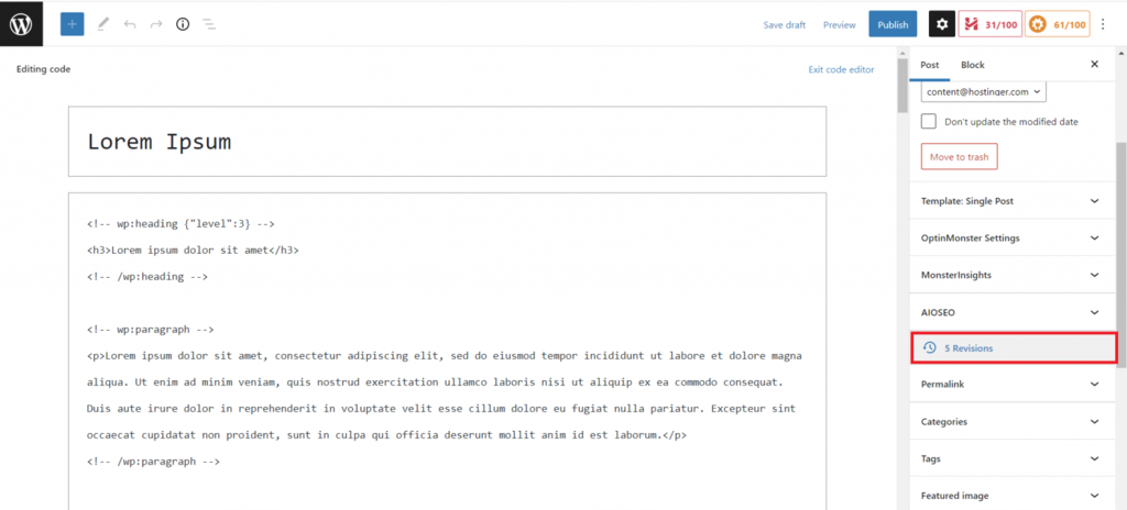 How to Undo Changes in WordPress Using Revisions Feature