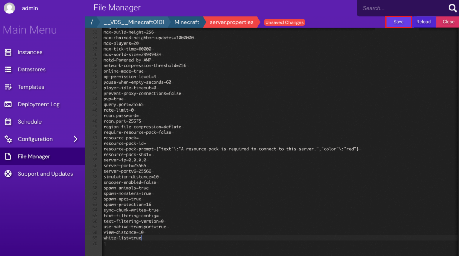 How to configure Minecraft server properties file