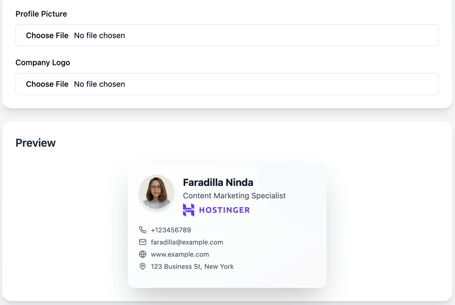 How to create a virtual business card with Hostinger Horizons