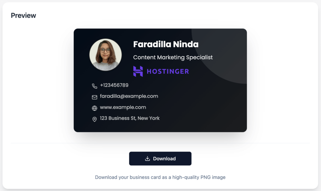 How to create a virtual business card with Hostinger Horizons