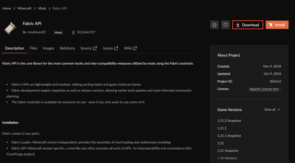 How to install the Fabric mod loader on a Minecraft server