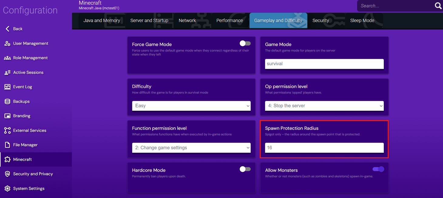 How to change spawn protection on a Minecraft server