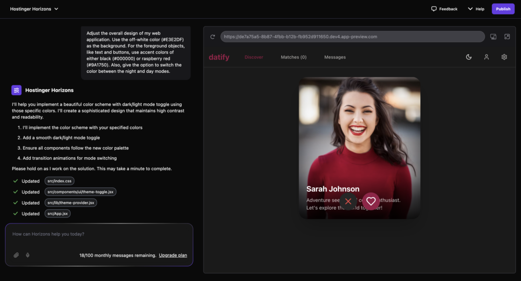 Web app design principles with Hostinger Horizons