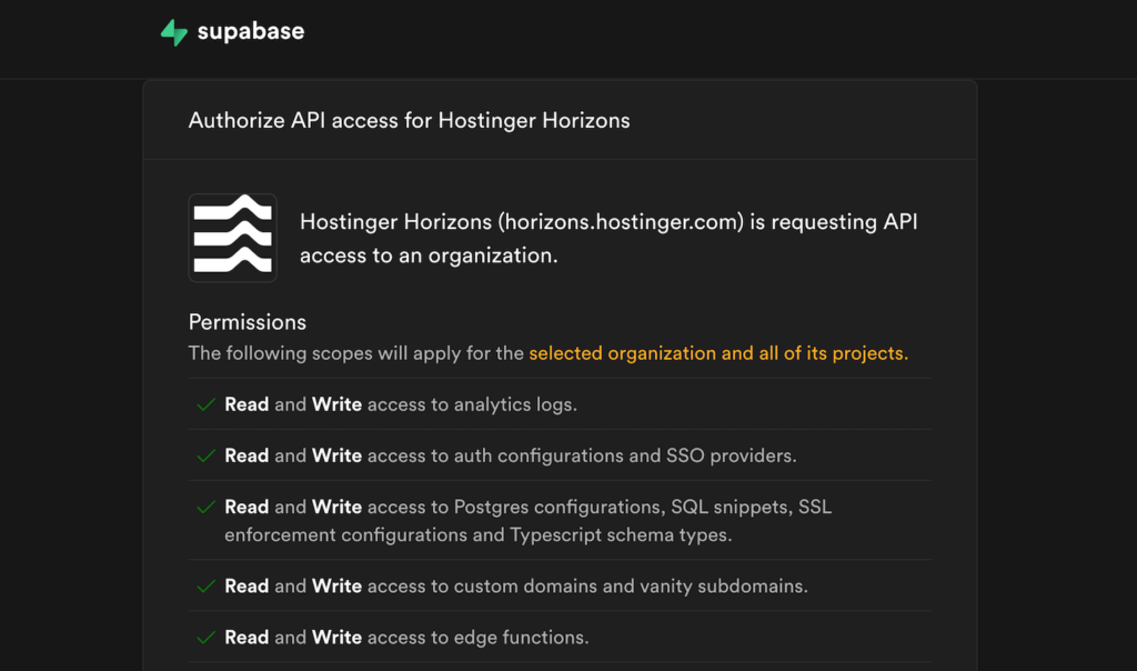 Learn how to connect Supabase to your Hostinger Horizons project